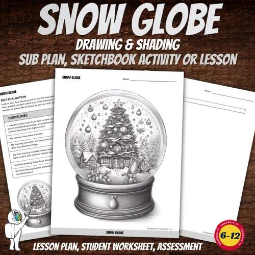 Snow Globe Drawing Worksheets, Art Sub Plan, Middle or High School Art ...