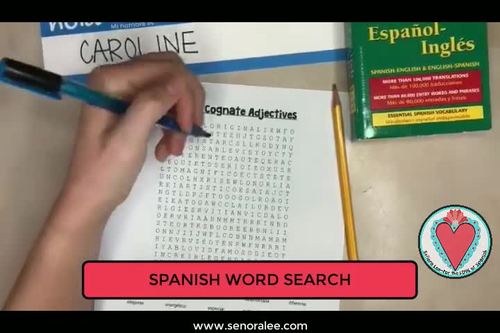 Spanish Cognates Adjectives Vocabulary Words Word Search - Spanish Sub ...