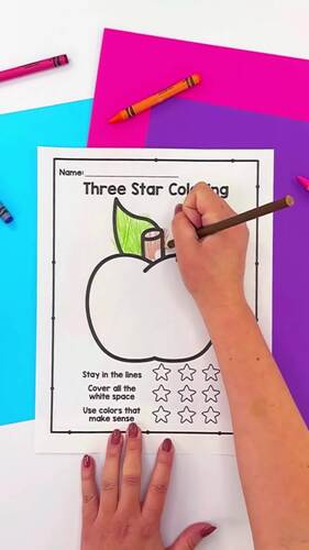 3 Star Coloring Beginning of the Year Kindergarten Writing Activity