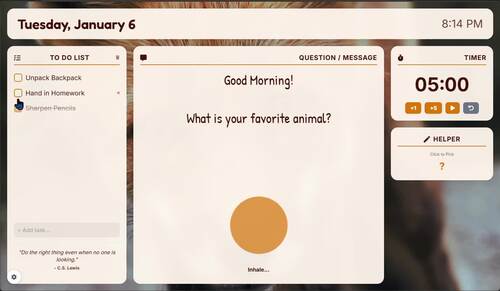 Morning Meeting Hub | Digital Classroom Dashboard | Timer, To-Do List ...