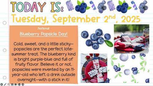 Morning Meeting Slides SEPTEMBER – Daily National Holidays + Share Prompts!