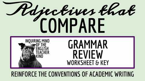 High School Grammar Packet on Comparative Adjectives and Superlative ...