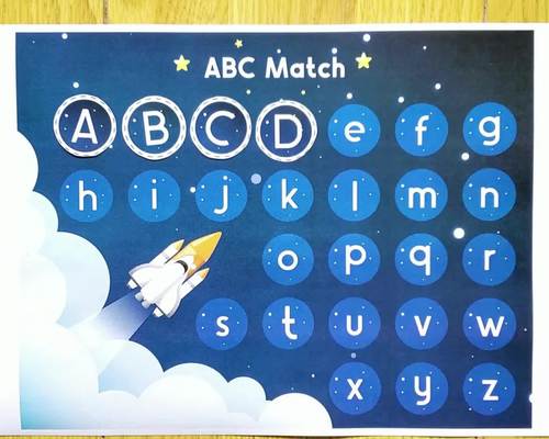 Space Alphabet Matching with Upper Case and Lower Case Letters Printable