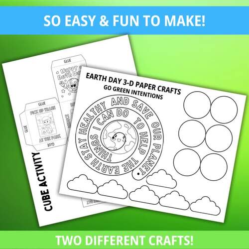TWO Earth Day Paper Crafts, Cut and Paste Craft, Cube Craft, Mobile Craft