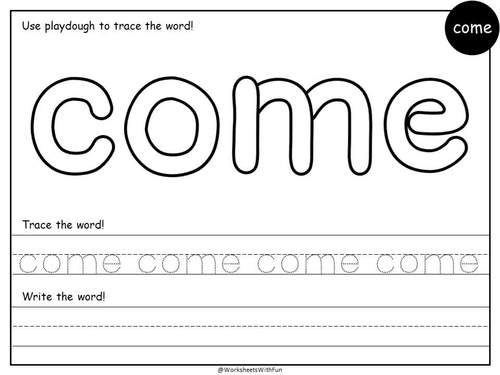 Sight Word Play Dough Mats: Dolch Pre Primer Sight Words, Morning Work ...