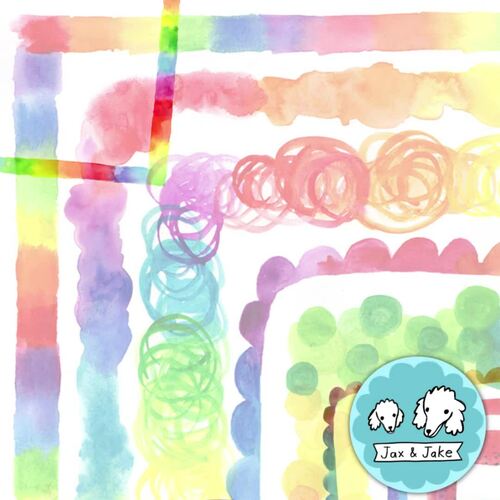 Rainbow Watercolor Clipart Page Borders, Colorful Clip Art Frames PNG