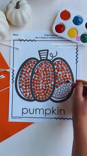 Fall Q-tip Painting Autumn Fine Motor Activity November Autumn Dot Art ...
