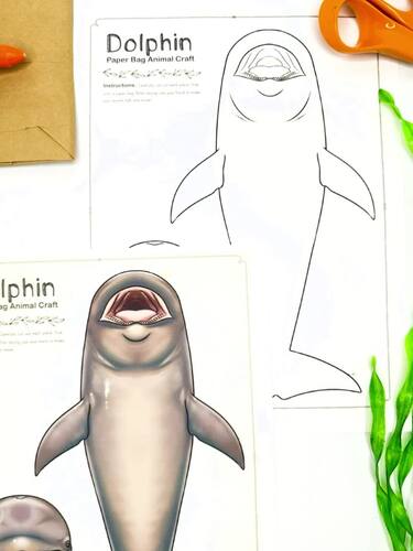 Dolphin | Paper Bag Puppet | Printable Craft | Dolphins by Simply ...