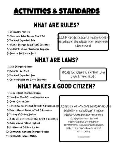 Rules, Laws, and My Community: A Social Studies Unit by Libby's Firsties