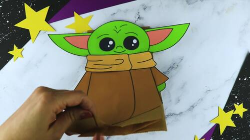 Baby Yoda Paper Bag Puppet Craft Template by Simple Mom Project | TPT