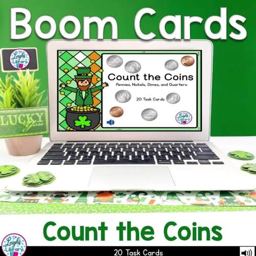 Boom Cards™ St. Patrick's Day Money, Counting Coins by Leigh's Library