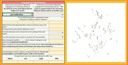 NO PREP - Spiral Language Art Review for 4th/5th Grades - Spring Flowers