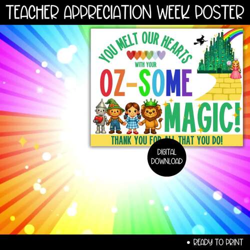 Wizard of Oz Teacher Staff Appreciation Week Poster Sign, Ice Cream ...