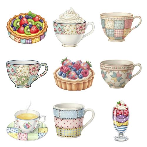 Vintage Teacups Desserts Clipart Set – 24 Transparent PNGs | TPT