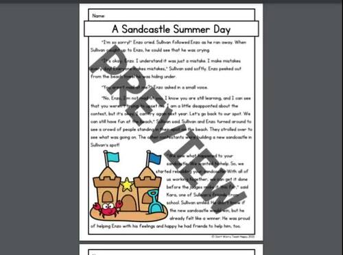 3rd Grade Reading Passage with Comprehension Questions End of Year ...