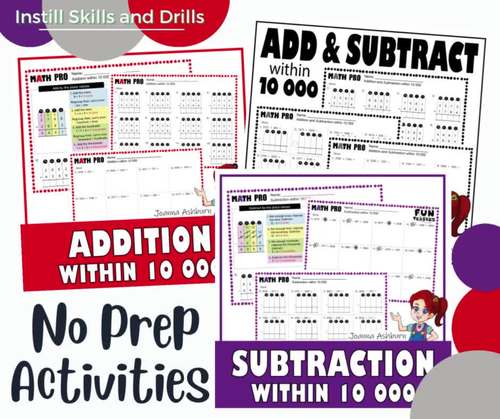 4 Digit Addition and Subtraction within 10000 Guided Practice ...