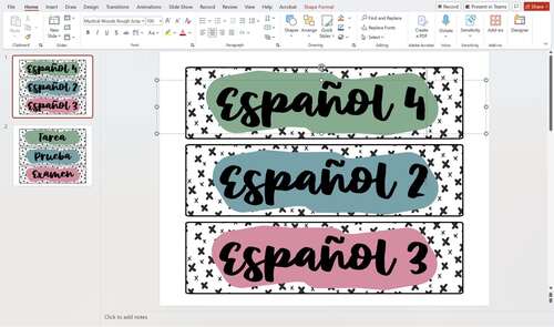 Colorful Minimalist Spanish Class Labels — Editable Classroom Decor
