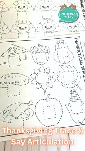 Thanksgiving Trace And Say Speech Articulation Activity by Talking Mama ...