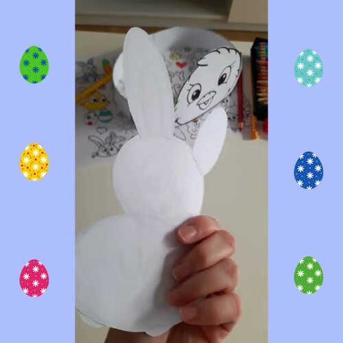 Bunny cut and paste, Easy bunny craft, Easter activity for preschool