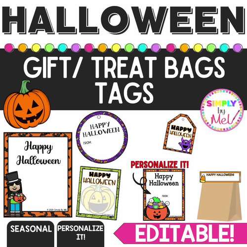 Halloween Gift Tags l Treat Bag Topper l Editable l Print & Go by ...