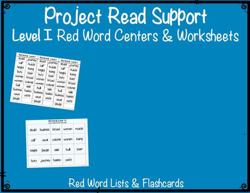 Project Read Support: Red Word Level V Centers, Activities & Worksheet