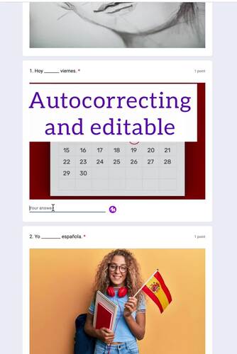 Ser vs. Estar Autocorrecting Google Forms Tests and Activities in Spanish