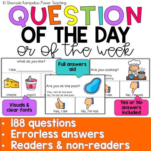 Question of the Day | Kindergarten Daily Writing Prompts | Errorless ...