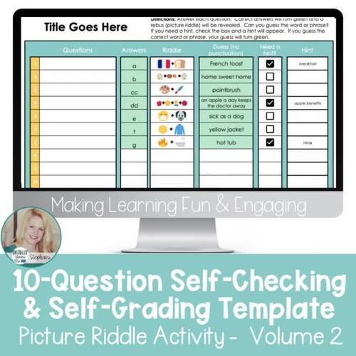 Editable Picture Riddle Template - Digital Activity - Commercial Use ...