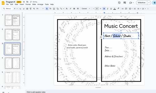 EDITABLE Customizable Music Program Template Music Recital - End of ...