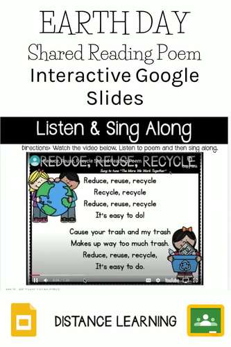 DISTANCE LEARNING - Earth Day Shared Reading Poem - Interactive Google ...