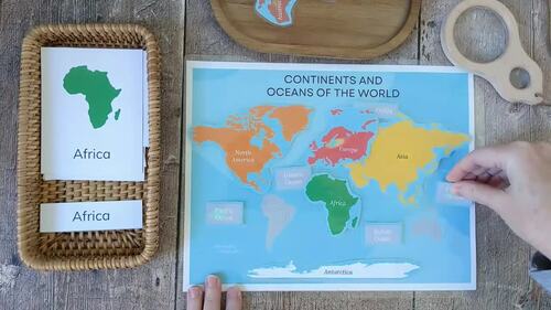 Continents & Oceans, Blank Map, Geography Worksheet, 3 Part Cards ...