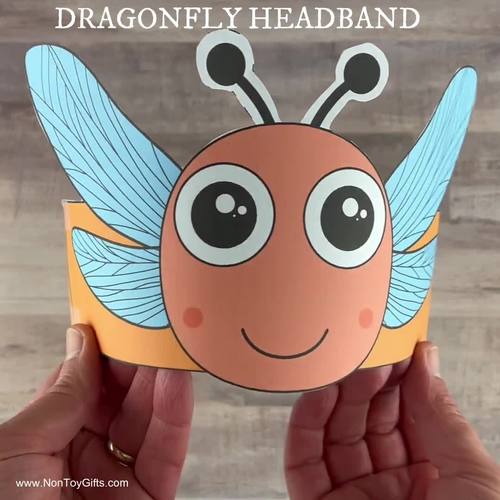 Dragonfly Headband - Insect Paper Hat - Crown - Spring Coloring Activity