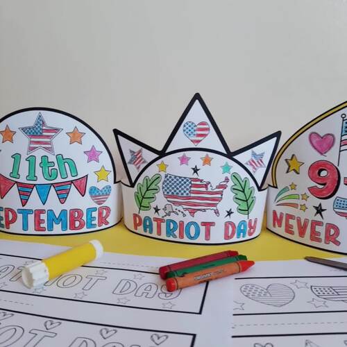 Patriot day Crown Hat Craft, September 11th Patriot day Coloring Pages ...