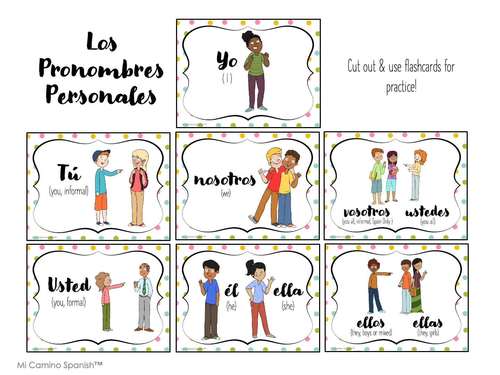 Spanish Personal Pronouns Activity, Worksheets & Flashcards! IMPROVED!
