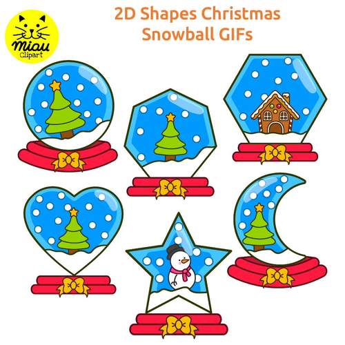 Animated 2D Shapes Christmas Snow Globe Clip Art | Winter | Geometry GIFs