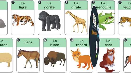 FRENCH Animals Vocabulary Flash Cards, (LES ANIMAUX) With 50 Names And ...