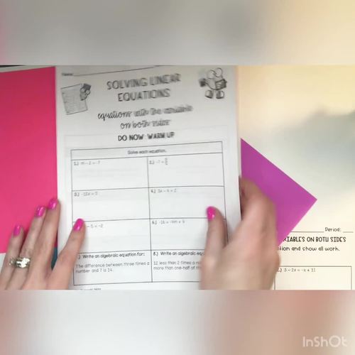 Solving Linear Equations Guided Notes Homework Practice Bundle 8th ...