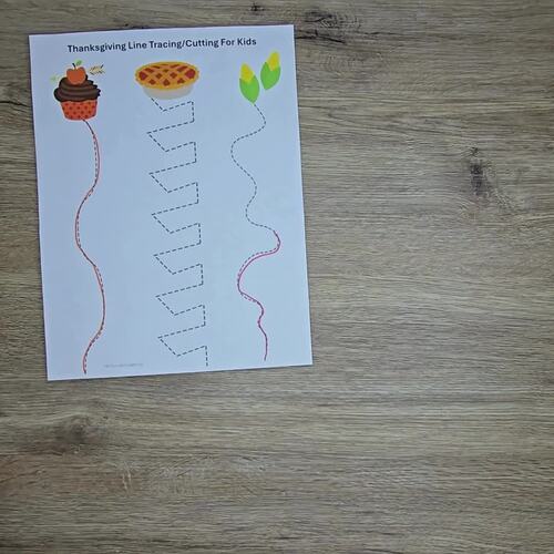 Thanksgiving Line Tracing And Cutting Worksheets by HH Fun and Learning