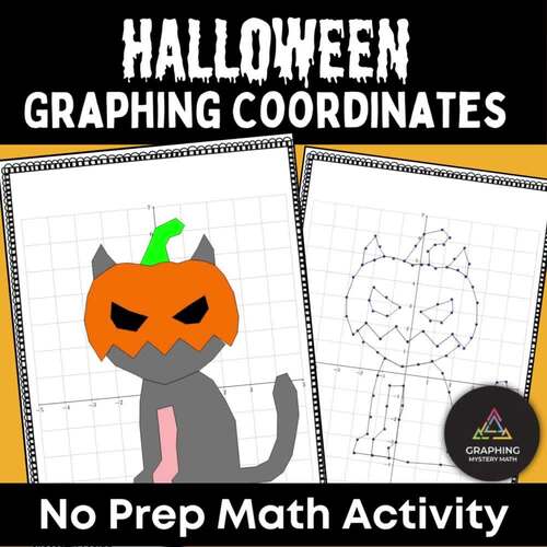 Halloween Graphing Funny Cat Using Coordinates 4 Quadrants Mystery ...