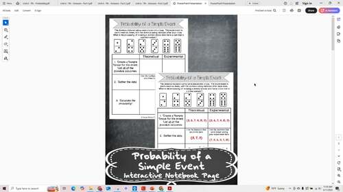 Probability of a Simple Event Notes Handout 7.6I by jstalling | TPT