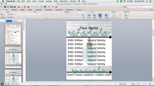 EDITABLE Farmhouse String Lights Lanyard Schedule & Student Info Template