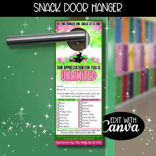 Wicked Teacher Appreciation Week Theme Snack Cart Sign Poster, Door ...