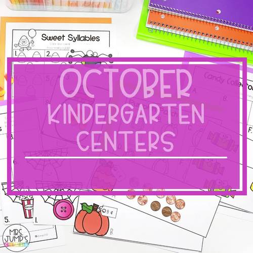 October Kindergarten Literacy and Math Centers with Halloween & Fall ...