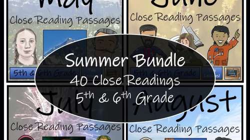 Summer Close Reading Comprehension Book Bundle | 5th Grade & 6th Grade