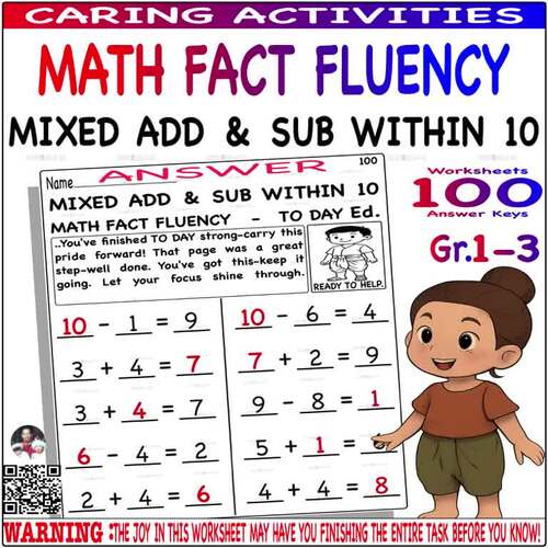 Math facts fluency timed tests Mixed Addition and Subtraction to 10 ...