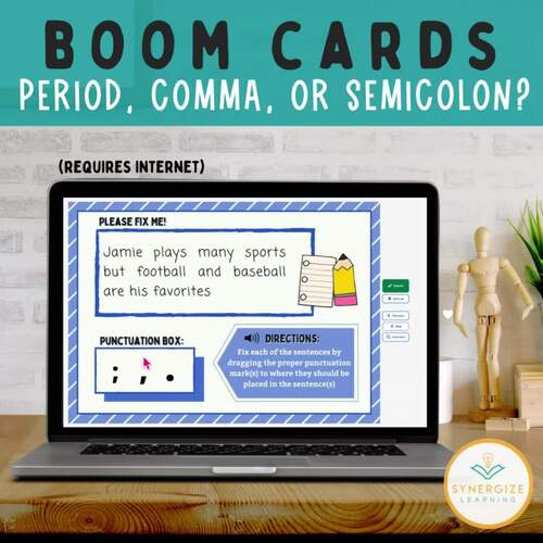 Connecting Ideas: Period, Comma, or Semi-Colon? [Boom Cards] | TPT