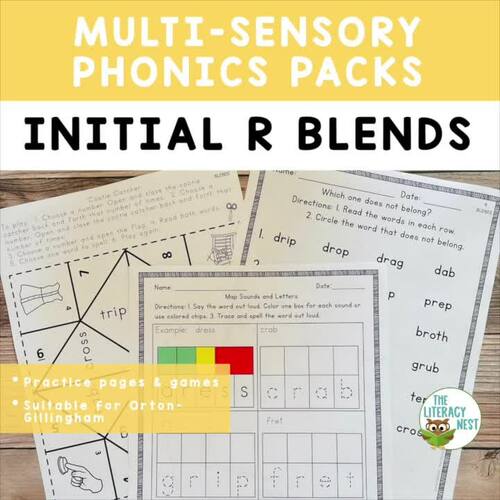 R Blends Phonics Worksheets and Activities for Orton-Gillingham Lessons