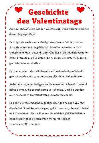 Valentines Day - German Short Stories and Reading Comprehension ...