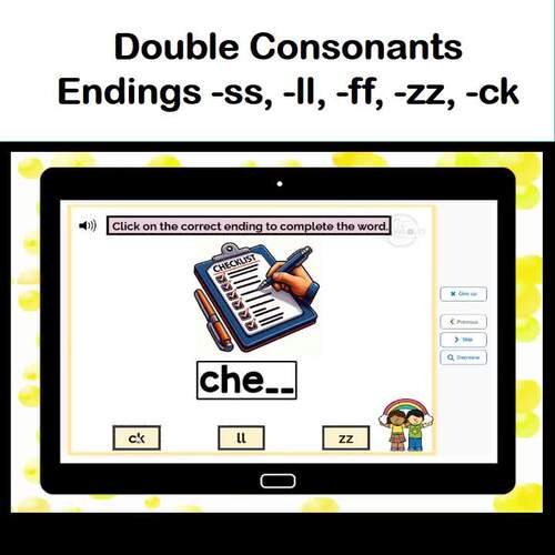Double Consonants ff ll ss zz and -ck Boom Cards™ Digital Resource