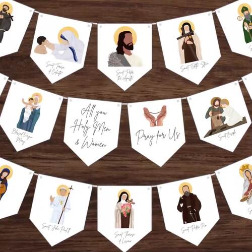 Printable Catholic Saints Banner | Religious All Saints Classroom Decor